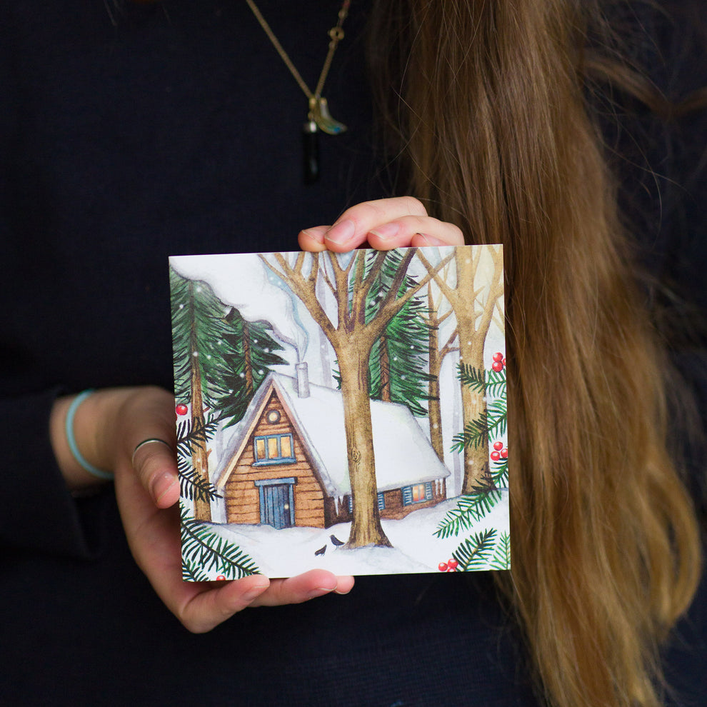 Snowy Cabin Card – Jessica Rising Studio