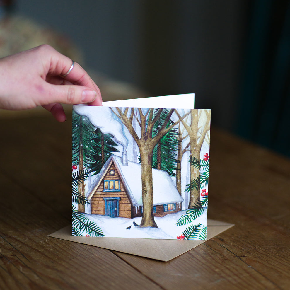 Snowy Cabin Card – Jessica Rising Studio